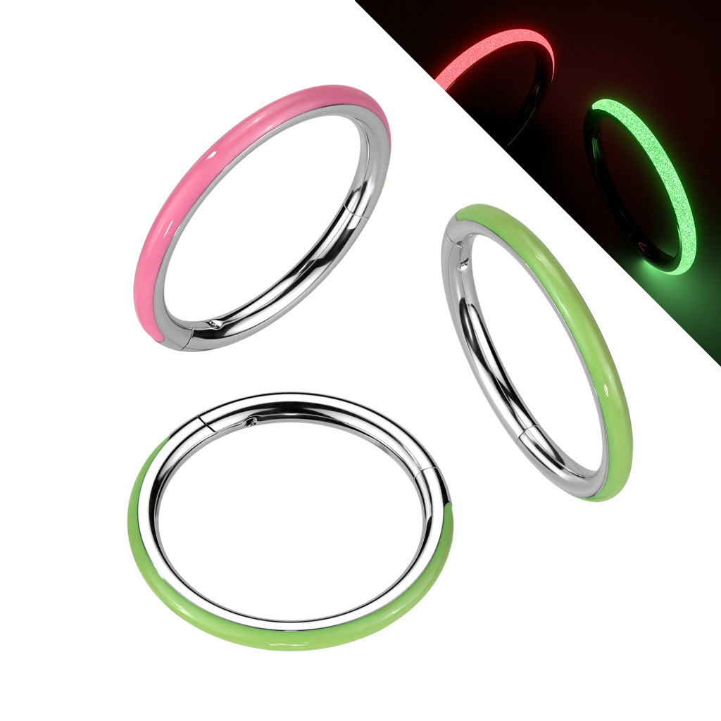 Glow in the Dark Titanium Hinged Segment Ring – Beauty Mark Body Jewelry