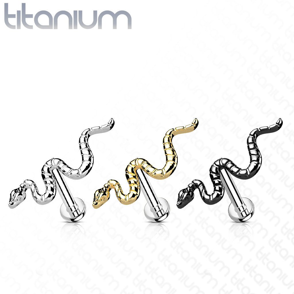 Snake Top Titanium Threadless Lip Ring – Beauty Mark Body Jewelry