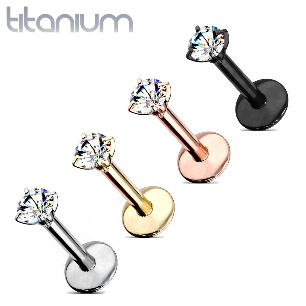 Prong Gem Titanium Internally Threaded Flatback Ring – Beauty Mark Body ...